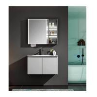 China Water Resistant Modern Bathroom Cabinet White Stainless Steel Bathroom Vanity Customized for sale