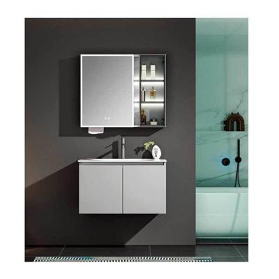 China Water Resistant Modern Bathroom Cabinet White Stainless Steel Bathroom Vanity Customized for sale