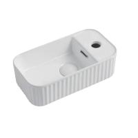 China Durable Ceramic Wash Basin Bathroom Vessel Sink White Rectangle for sale