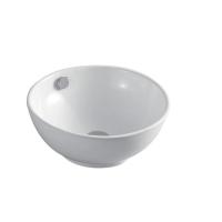 China White Ceramic Wash Basin Compact Round Countertop Basins Stain Resistant Without Overflow for sale