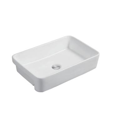 China Modern Ceramic Bathroom Sink Small Counter Top Basins Rectangle Without Overflow for sale