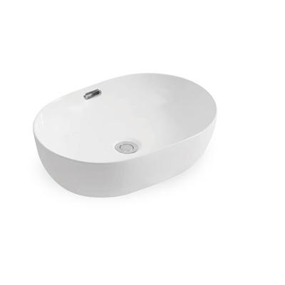 China Small Oval Ceramic Vessel Sinks White Ceramic Bathroom Sinks Stain Resistant For Bathroom for sale