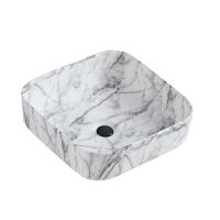 China Marble Ceramic Wash Basin Square Vessel Sinks Space Saving Without Overflow for sale