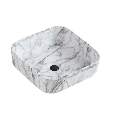 China Marble Ceramic Wash Basin Square Vessel Sinks Space Saving Without Overflow for sale