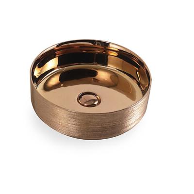 China Round Ceramic Wash Basin Compact Rose Gold Wash Basin Orin OR8463E for sale