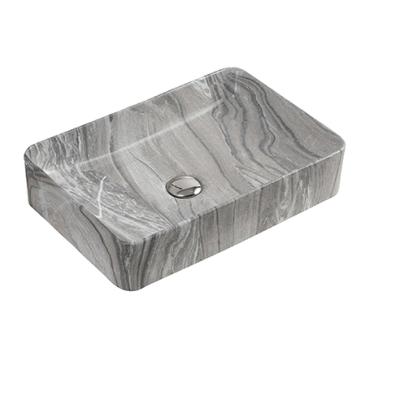 China Durable Ceramic Bathroom Sinks Scratch Resistant Rectangle Ceramic Vessel Sink Without Overflow for sale