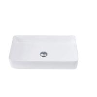 China White Ceramic Sink Basin Easy Clean Rectangular Counter Top Basin Compact For Bathroom for sale