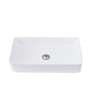 China White Ceramic Sink Basin Easy Clean Rectangular Counter Top Basin Compact For Bathroom for sale