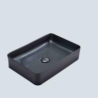 China Rectangle Bathroom Ceramic Wash Basin Black Wash Basin Without Overflow for sale