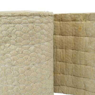 China Wire Mesh Reinforced Rock Wool Blanket for Thermal Insulation and Fire Protection in Industrial Applications for sale