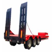 China Heavy 3/4 Axle 40FT 60T Low bed truck Semi Trailer With Hydraulic Ramp And Famous Brand Spare Parts , H steel Side beam for sale