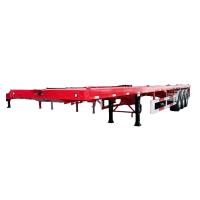 China Tri-Axle 4 Axle 20FT 40FT Extendable Container Flatbed Truck Trailer With Container Lock for sale
