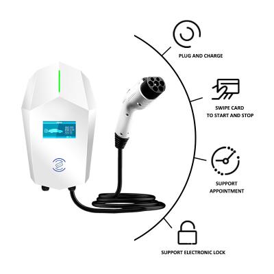China 7kW 11kW 22kW EVSE Charging Station 240V 32A OCPP Wall Mount EV Charger for sale