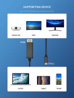 China poshshine 6 FT 4K 60HZ USB Type-C to HDMI 4k Cable Adapter HDTV 1080P for sale