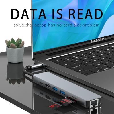 China Ethernet RJ45 100W USB C Port Hub 7 In 1 Type C Adapter With USB C To 4K HDMI 1Gbps for sale