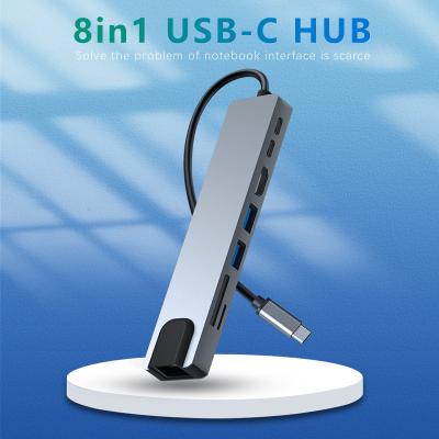 China 8 In 1 Type C Hub Adapter For MacBook Pro Type C Laptops USB C 3.0 SD TF for sale