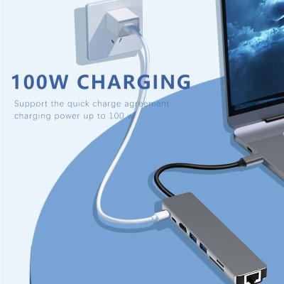 China 8 In 1 USB Port Hubs With 87W Power Delivery 4K HDMI SD Card Reader for sale