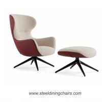 China Firberglass Interior Lounge Grey Fabric Upholstered Single Seater Armchair for sale