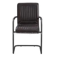 China Brown Faux Leather 45CM 82CM Bronze Metal Upholstered Dining Chair for sale