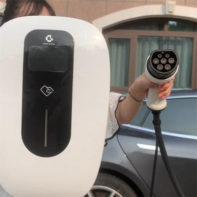 China Waterproof IP65 Smart Home Charger 22KW Mobile Bluetooth Wall Mounted Electric Car Charger for sale