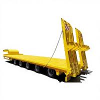 China SAIL Customizable 3 Axle Steel Gooseneck Lowboy Semi Trailer with Crane Ramp 40 Ton Capacity for sale
