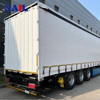 China Sail 3 Axle 60 Ton 40ft Steel Flatbed Side Curtain Van Semi Trailer Sliding Cargo Transport OEM for sale
