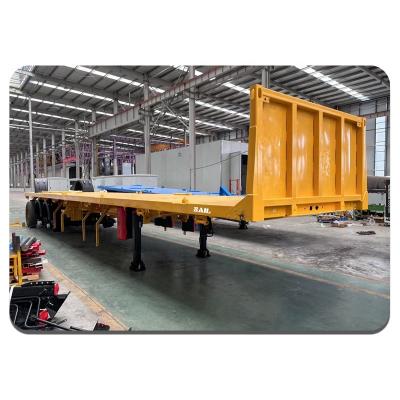 China SAIL Custom 3-Axle 20ft 40ft Steel Flatbed Semi Trailer with Container Lock for Cargo Transport for sale