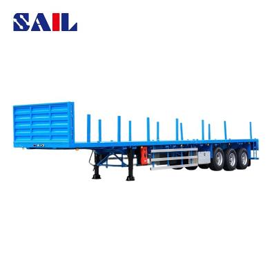 China SAIL 3 Axle 40ft Flatbed Semi Trailer 30T-60T Load Capacity Steel Truck Trailer for sale