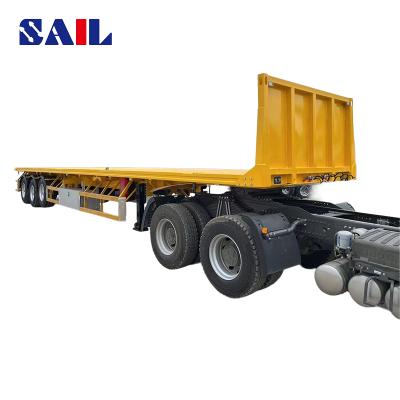 China SAIL 3 Axle 40ft Steel Container Flatbed Semi Trailer 60T Capacity Air Suspension for sale