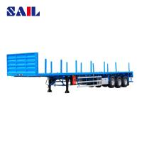 China SAIL 3 Axles Steel Flatbed Semi Trailer 40ft 45ft 53ft 40000kg Payload Air Suspension 28Ton Landing Gear for sale