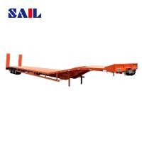 China SAIL 3 Axle 40ft Container Flatbed Semi Trailer 13.6m Lowbed Tractor Truck for Heavy Equipment Transport for sale