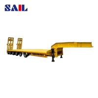 China SAIL 3 Axle 40ft Container Flatbed Semi Trailer 13.6m Lowbed Tractor Truck for Heavy Equipment Transport for sale