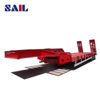 China SAIL Custom 13.6m 3-Axle 40ft Steel Low Bed Lowbed Semi Trailer for Heavy Equipment Transport for sale