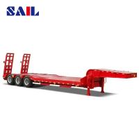 China SAIL Custom 13.6m 3-Axle 40ft Steel Low Bed Lowbed Semi Trailer for Heavy Equipment Transport for sale