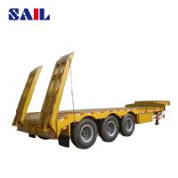 China SAIL Custom 13.6m 3-Axle 40ft Steel Low Bed Lowbed Semi Trailer for Heavy Equipment Transport for sale