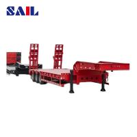 China SAIL Custom 13.6m 3-Axle 40ft Steel Low Bed Lowbed Semi Trailer for Heavy Equipment Transport for sale