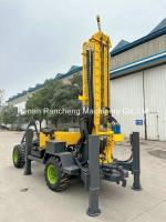 China Four Wheel Trailer Mounted Borehole Drilling Machine 220m Depth 65KW Engine for sale