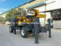 China High Efficiency Four Wheel Trailer Mounted Borehole Drilling Machine 220m Depth Powerful 65KW Engine for sale
