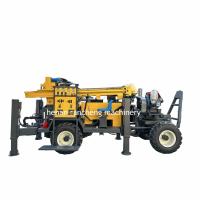 China High Efficiency Four Wheel Trailer Mounted Borehole Drilling Machine 220m Depth Powerful 65KW Engine for sale