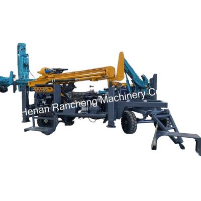 China Four Wheel Trailer Mounted Borehole Drilling Machine 220m Depth 65KW Engine for sale