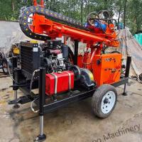 China 200m Dth Mud Drilling Trailer Mounted Water Well Drilling Rig With 45kw Diesel for sale