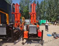China Small Hydraulic Wheel Type Water Drilling Rig 200m Borehole Drilling Machine for sale for sale