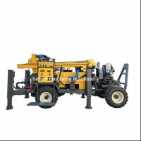 China Wheel Trailer Mounted Borehole 220m Deep Water Well Drilling Rig Machine for sale