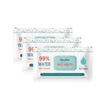 China Disposable Gentle Eco Baby Water Wet Wipes Cleaning 80PCS Bags OEM GSM Wipes for sale