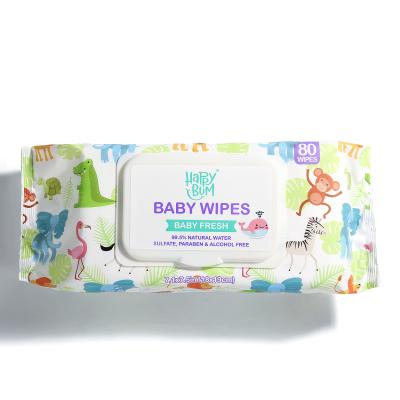 China Wet Tissue 80 Count Soft Non Woven Baby Wipes With Lid For Babies for sale