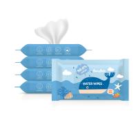 China 80PCS Pure Water Organic Baby Wet Wipes Biodegradable Non Woven Fabric Unscented for sale