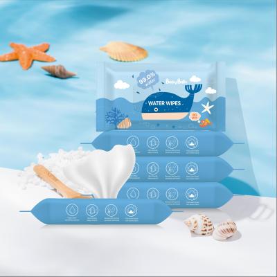 China 80PCS Pure Water Organic Baby Wet Wipes Biodegradable Non Woven Fabric Unscented for sale