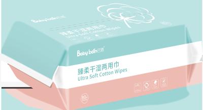 China Biodegradable Disposable Clean Facial Cotton Dry Baby Wipe Wet and Dry Tissue for Cleaning for sale