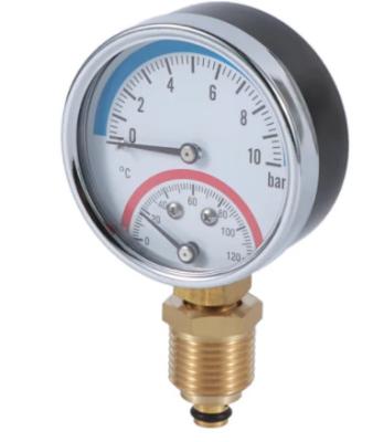China 0-10bar Bourdon Tube Pressure Gauge 63mm 80mm  0-120C for sale
