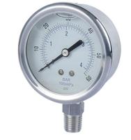 China Oil Glycerin Filled Pressure Gauges 2 Inch 0 1000 Psi Bottom Mounting Full SS for sale